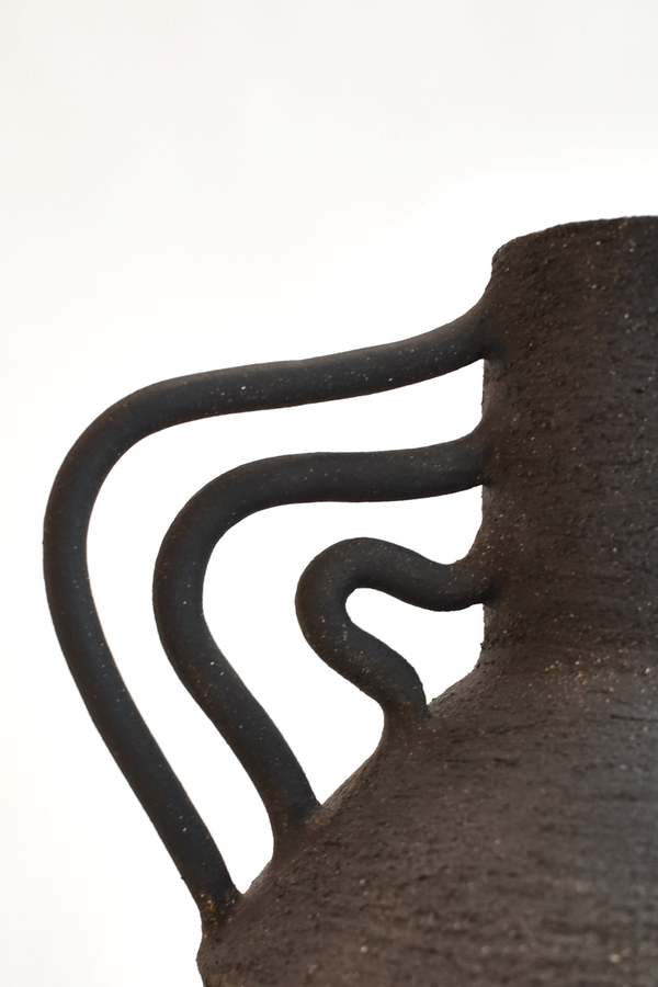 Ruby Bell Ceramics Geometric Tri Handle Vessel - Black Clay | Garmentory