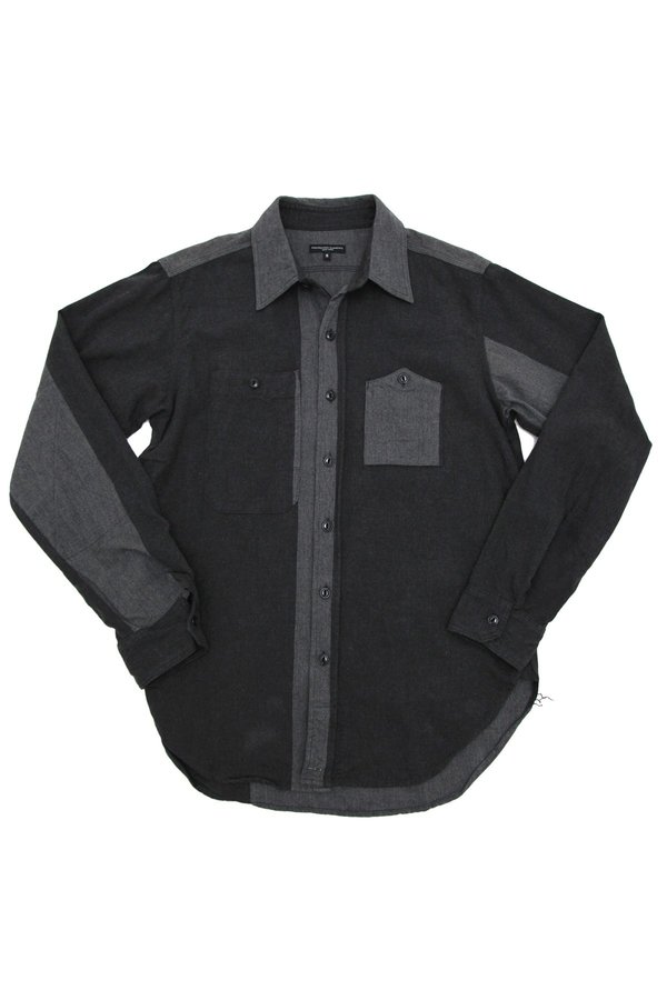 Men's Engineered Garments Work Shirt - Grey Big Herringbone Stripe ...