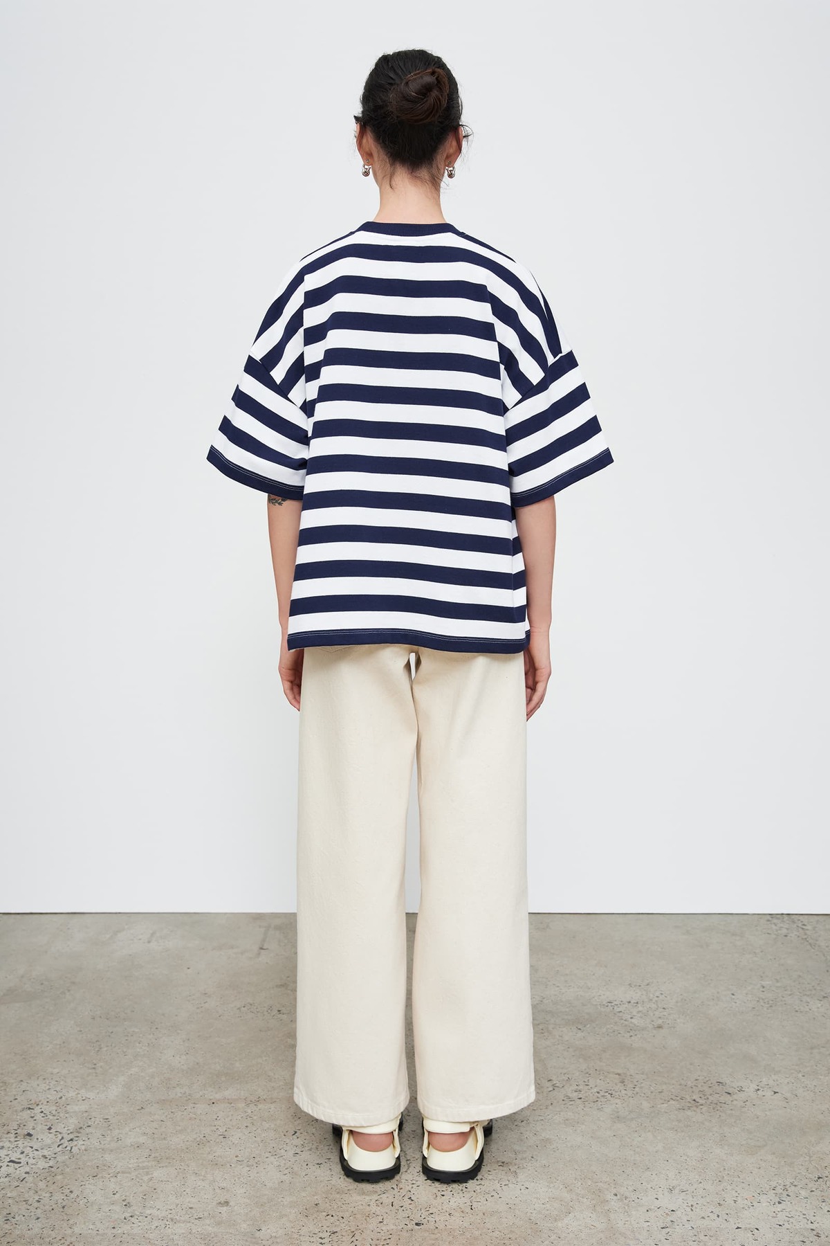 Kowtow Oversized Boxy Tee - Navy/White Stripe | Garmentory