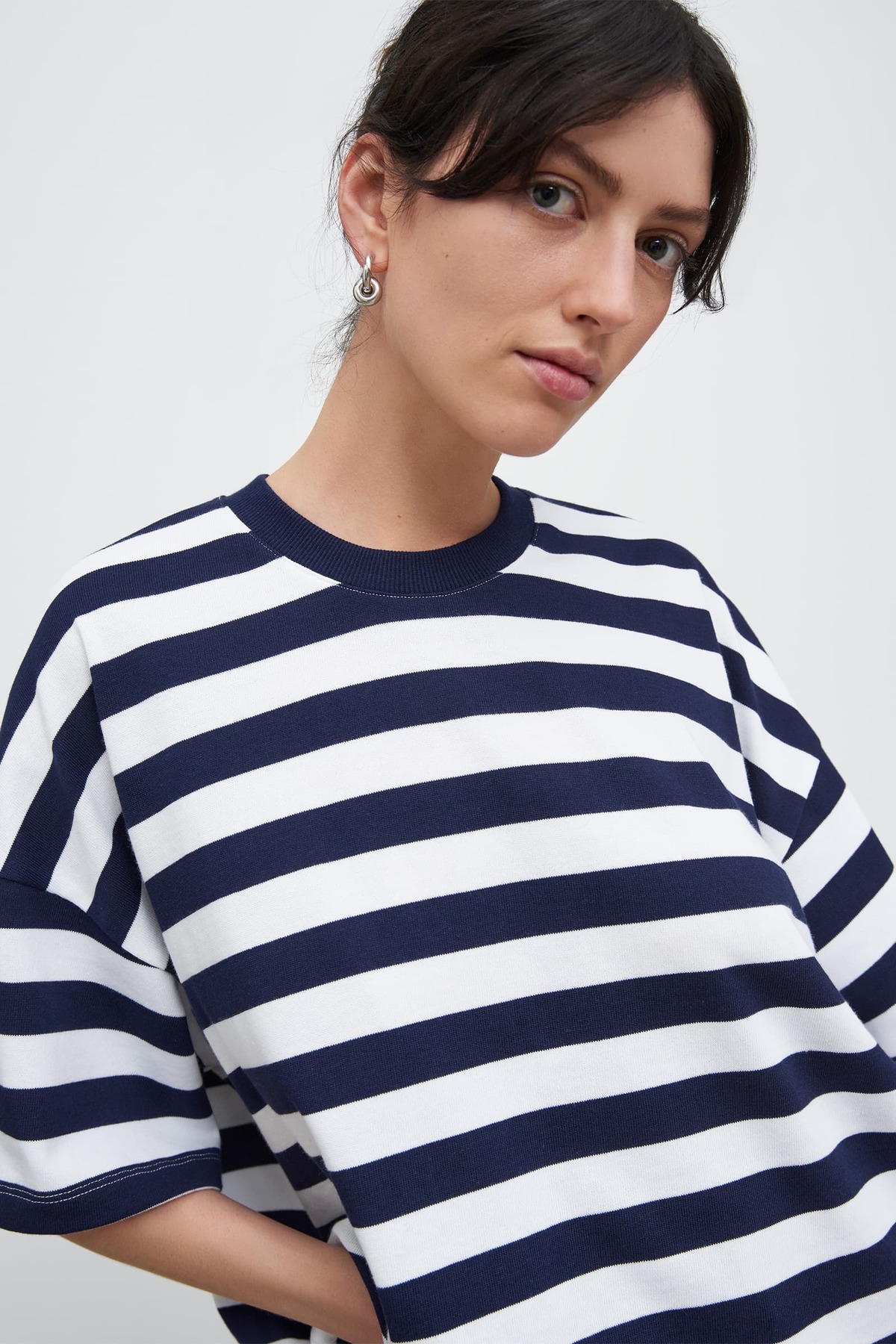 Kowtow Oversized Boxy Tee - Navy/White Stripe | Garmentory