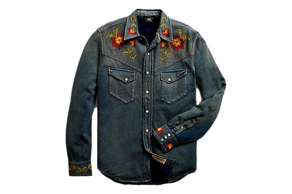 RRL Embroidered Indigo Jersey Shirt - Indigo | Garmentory