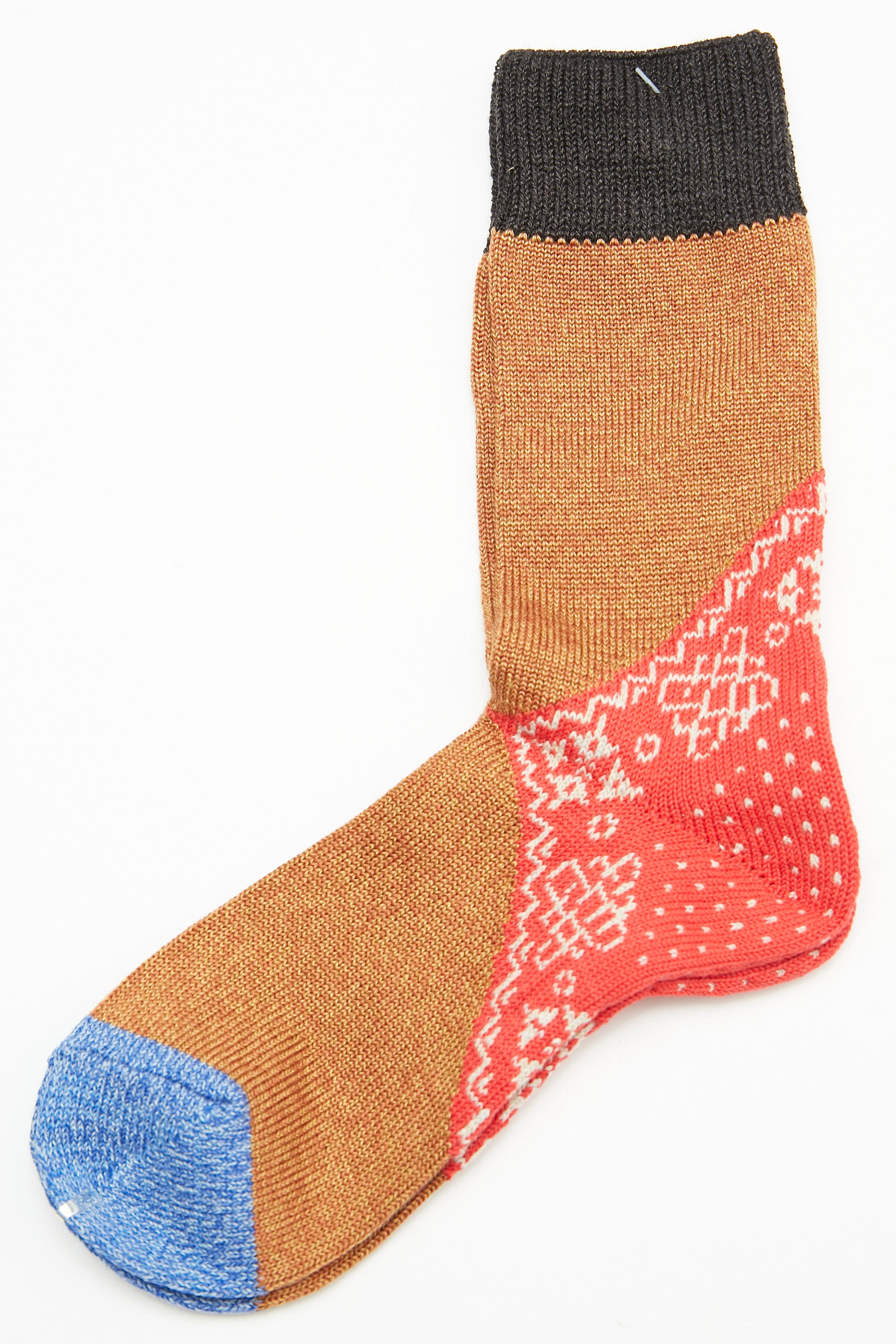 Kapital 96 Yarns Wool Heel Bandana Socks - Red | Garmentory