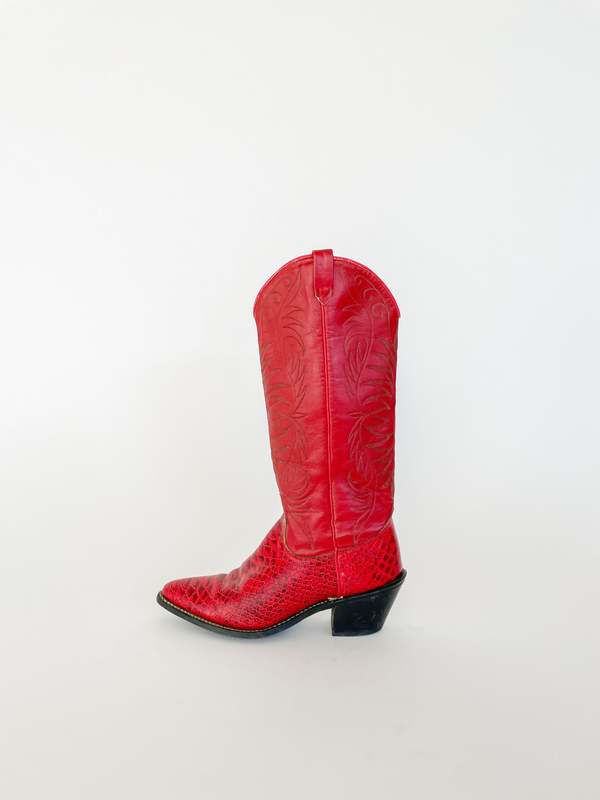 Cowboy Boots - Red Flame Embossed | Garmentory