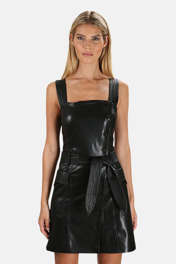 Nanushka Charo Vegan Leather Dress - Black | Garmentory