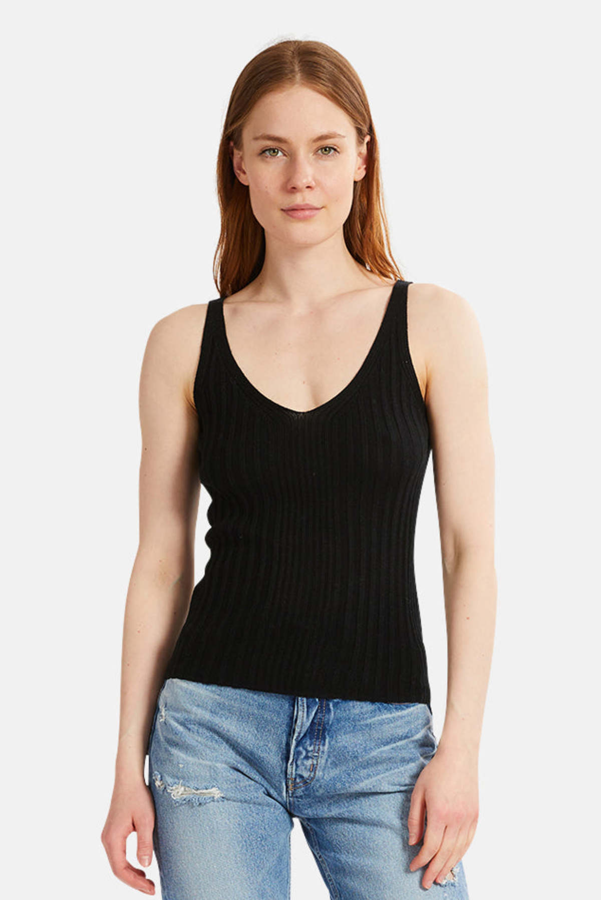 Naadam Ribbed Cashmere Tank - Black | Garmentory