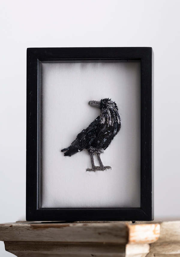 DT FINDS Chatham Raven Framed Beaded Art | Garmentory