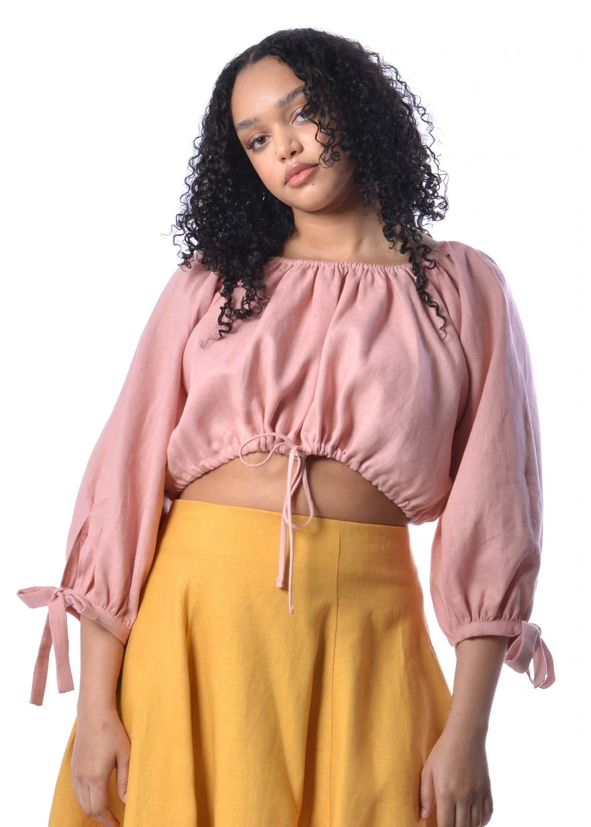 Eliza Faulkner Linen Poet Top - Pink | Garmentory