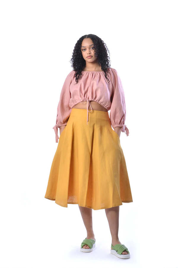 Eliza Faulkner Linen Poet Top - Pink | Garmentory