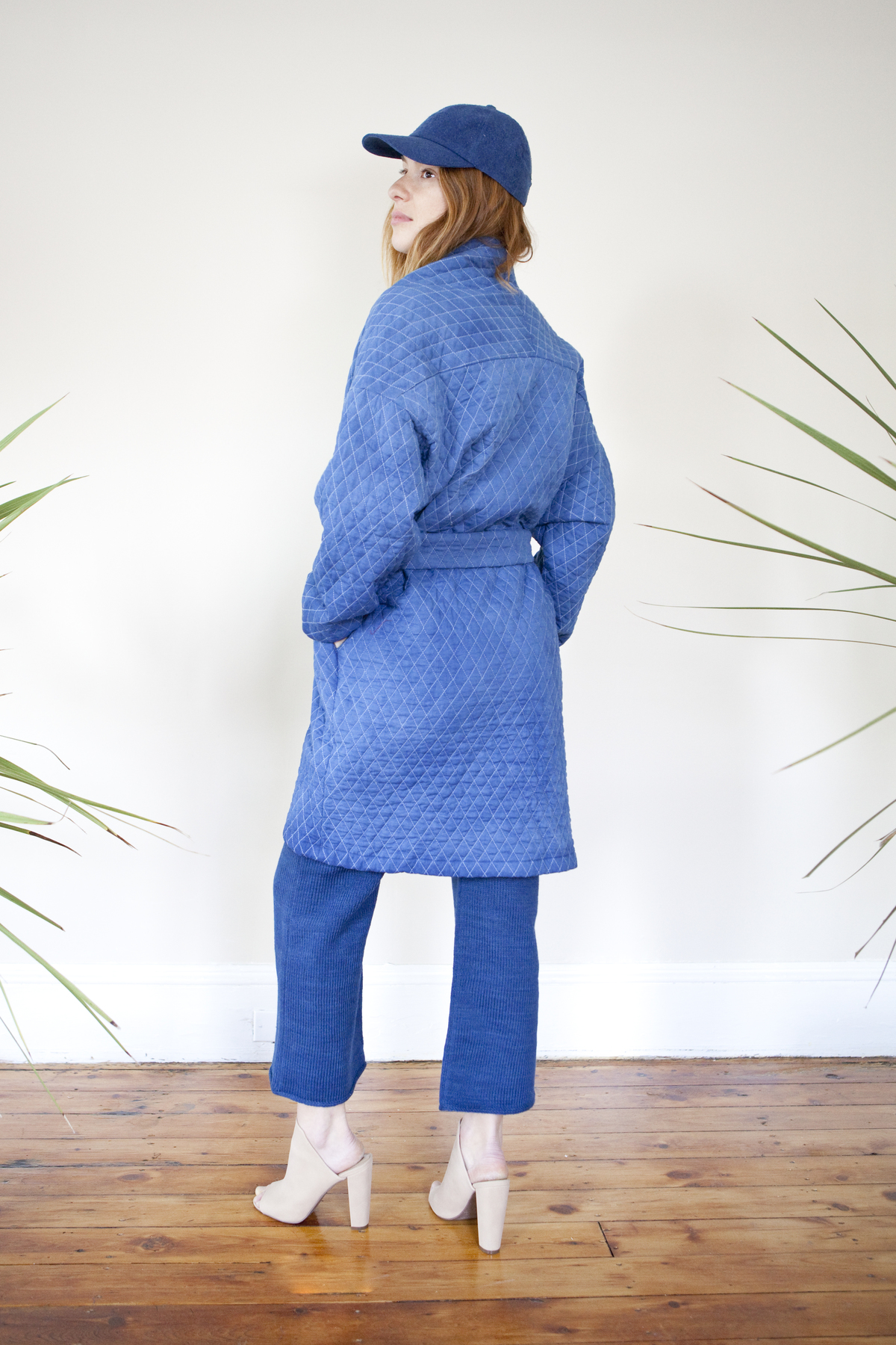 COLORANT QUILTED COCOON COAT - INDIGO | Garmentory