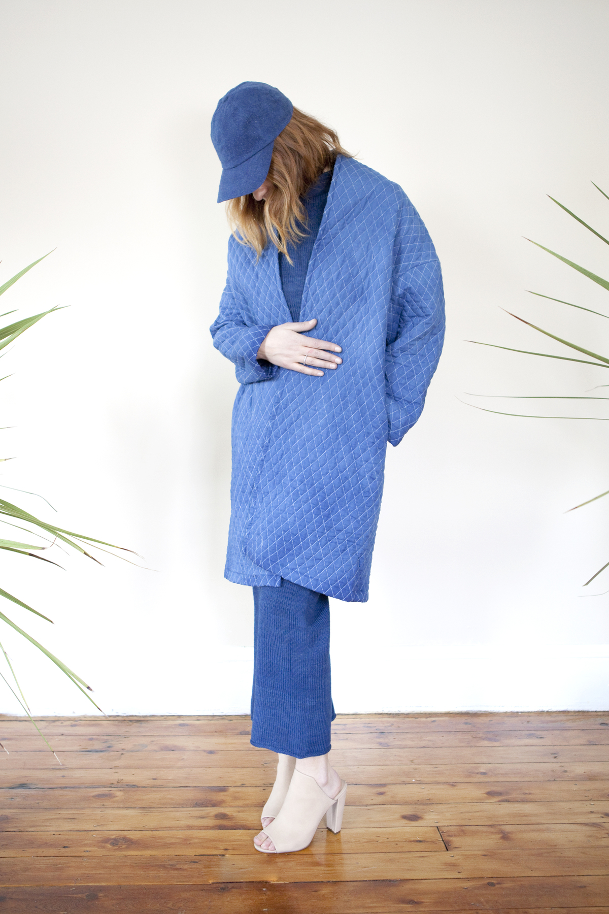 COLORANT QUILTED COCOON COAT - INDIGO | Garmentory