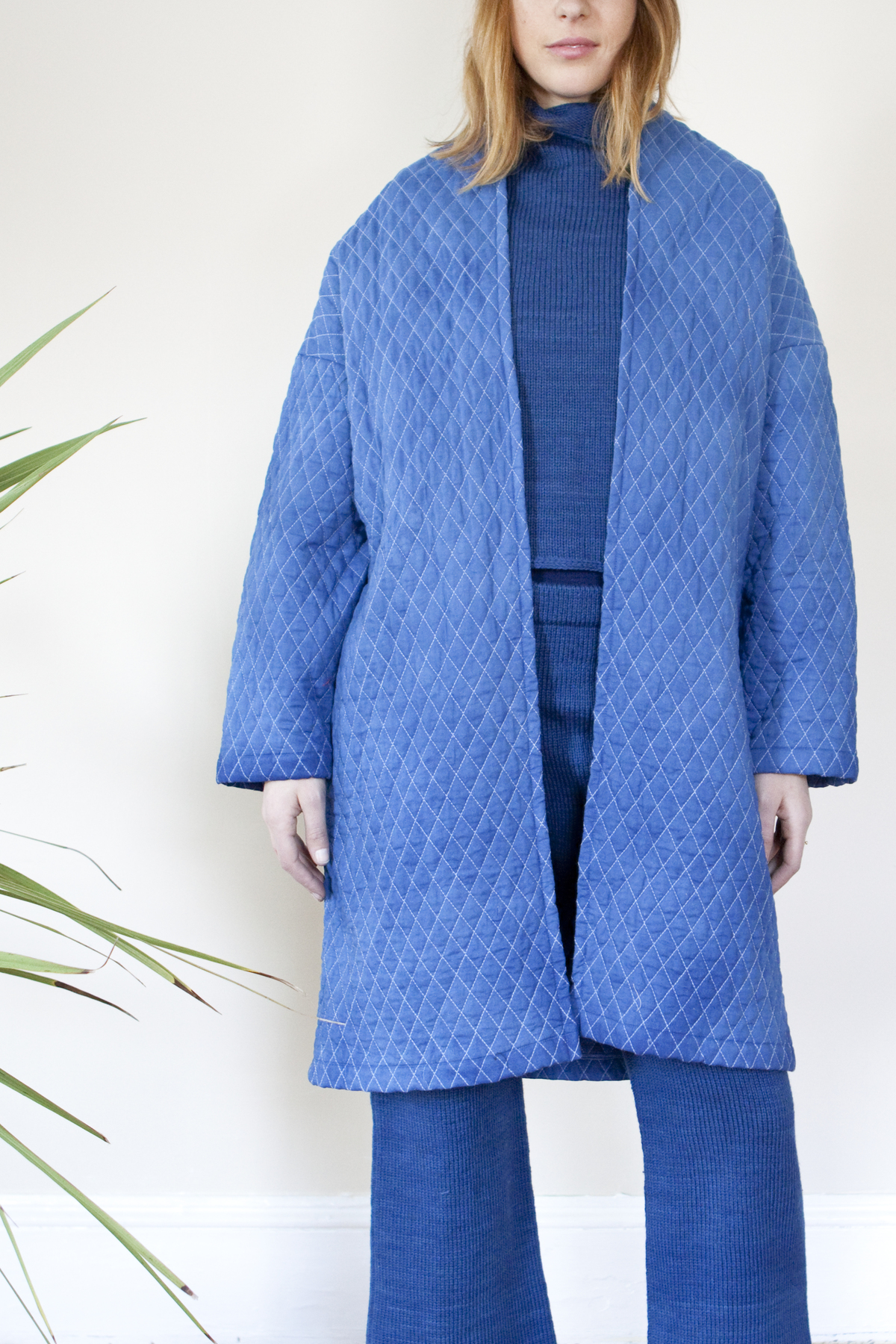 COLORANT QUILTED COCOON COAT - INDIGO | Garmentory