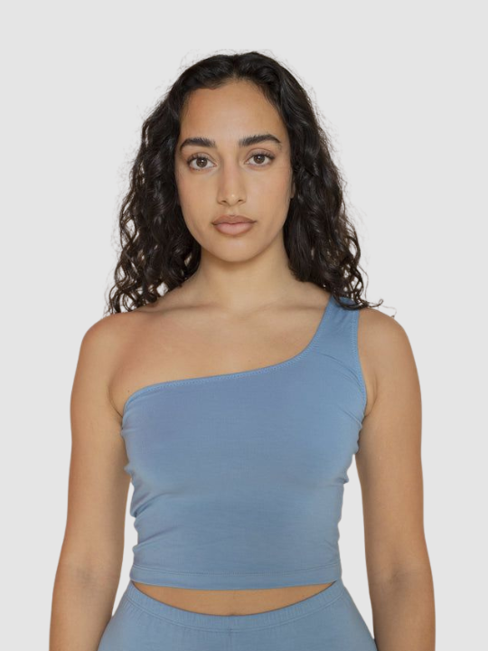 HARA the label Aroha One Shoulder Top - Powder Blue | Garmentory