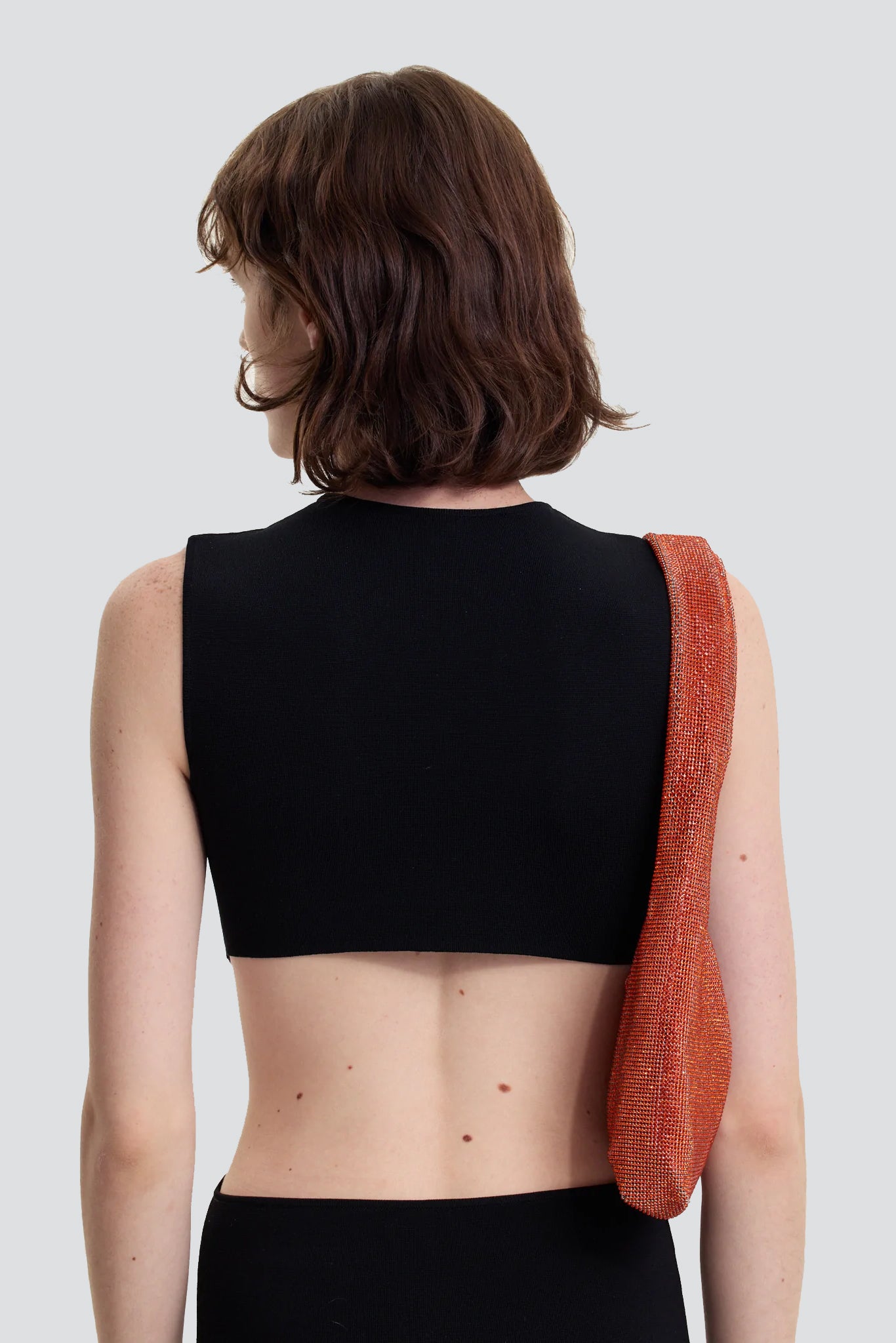 KARA Crystal Mesh Armpit Bag - Orange | Garmentory