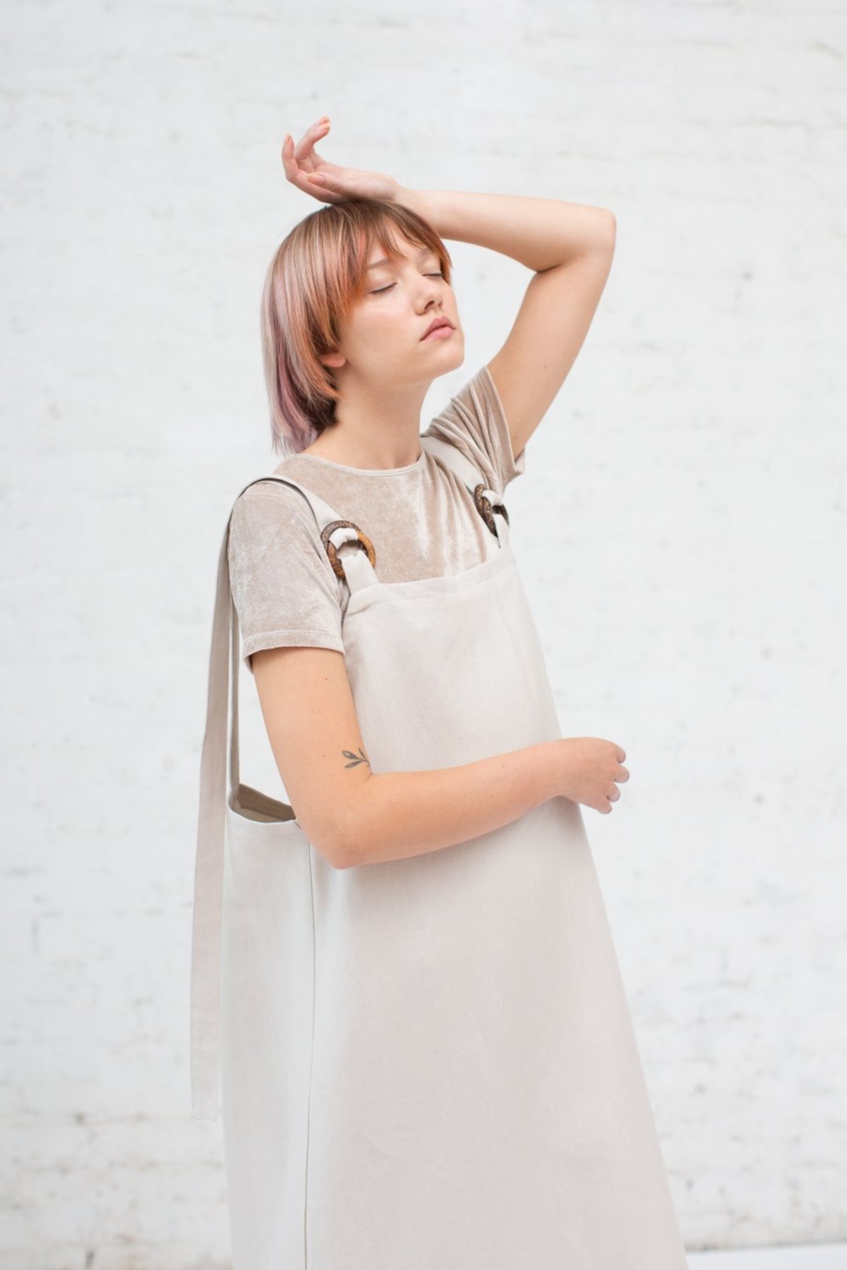Baserange Duffy Overall Dress in Beige | Garmentory