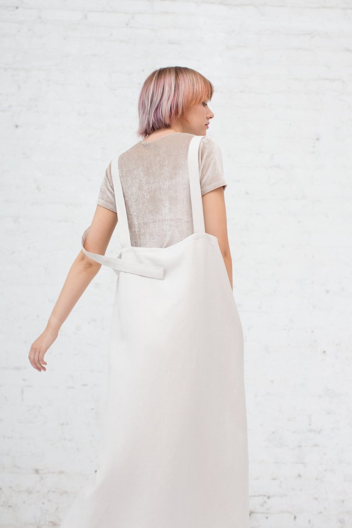 Baserange Duffy Overall Dress in Beige | Garmentory