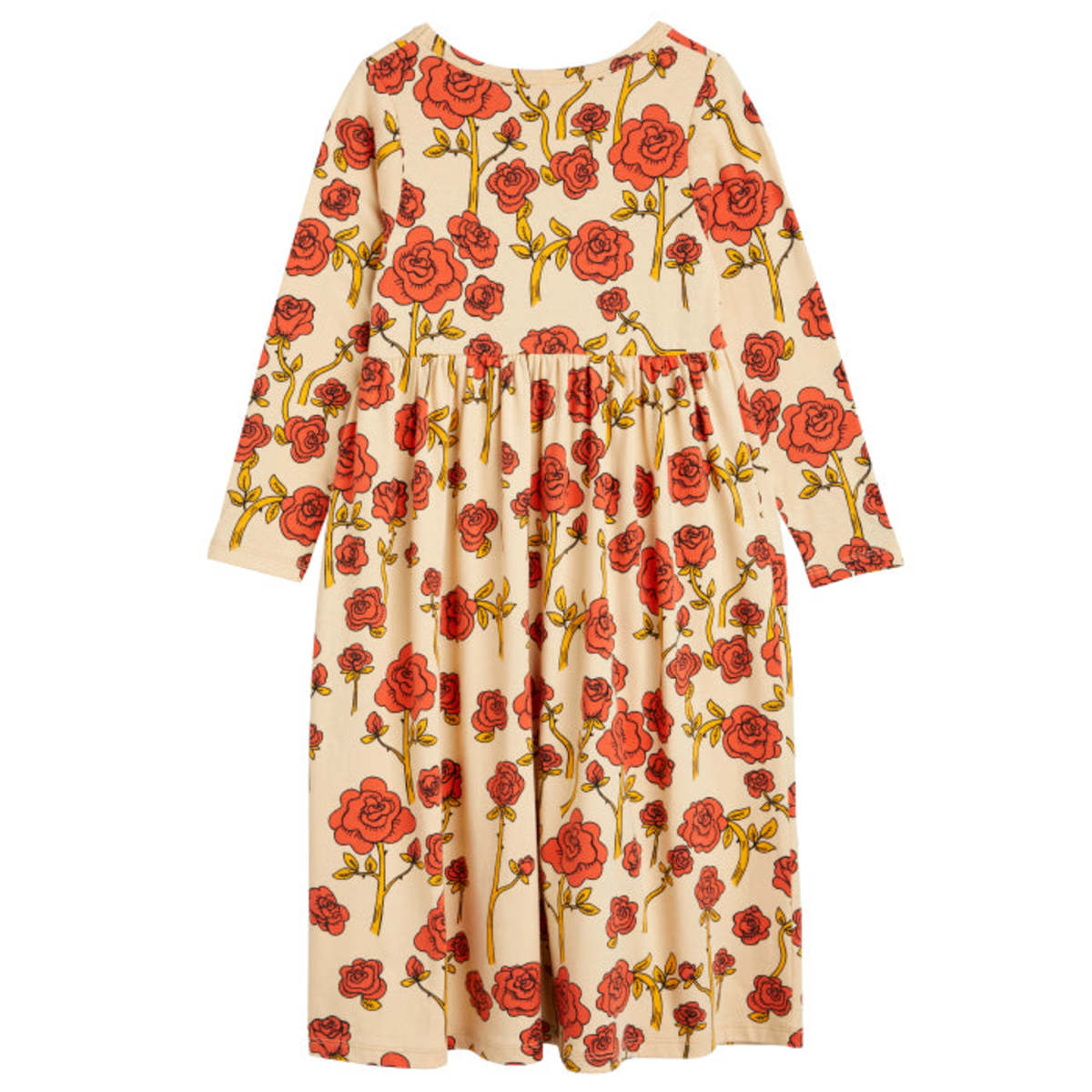 Kids Mini Rodini Child Roses Long Sleeve Dress - Red | Garmentory