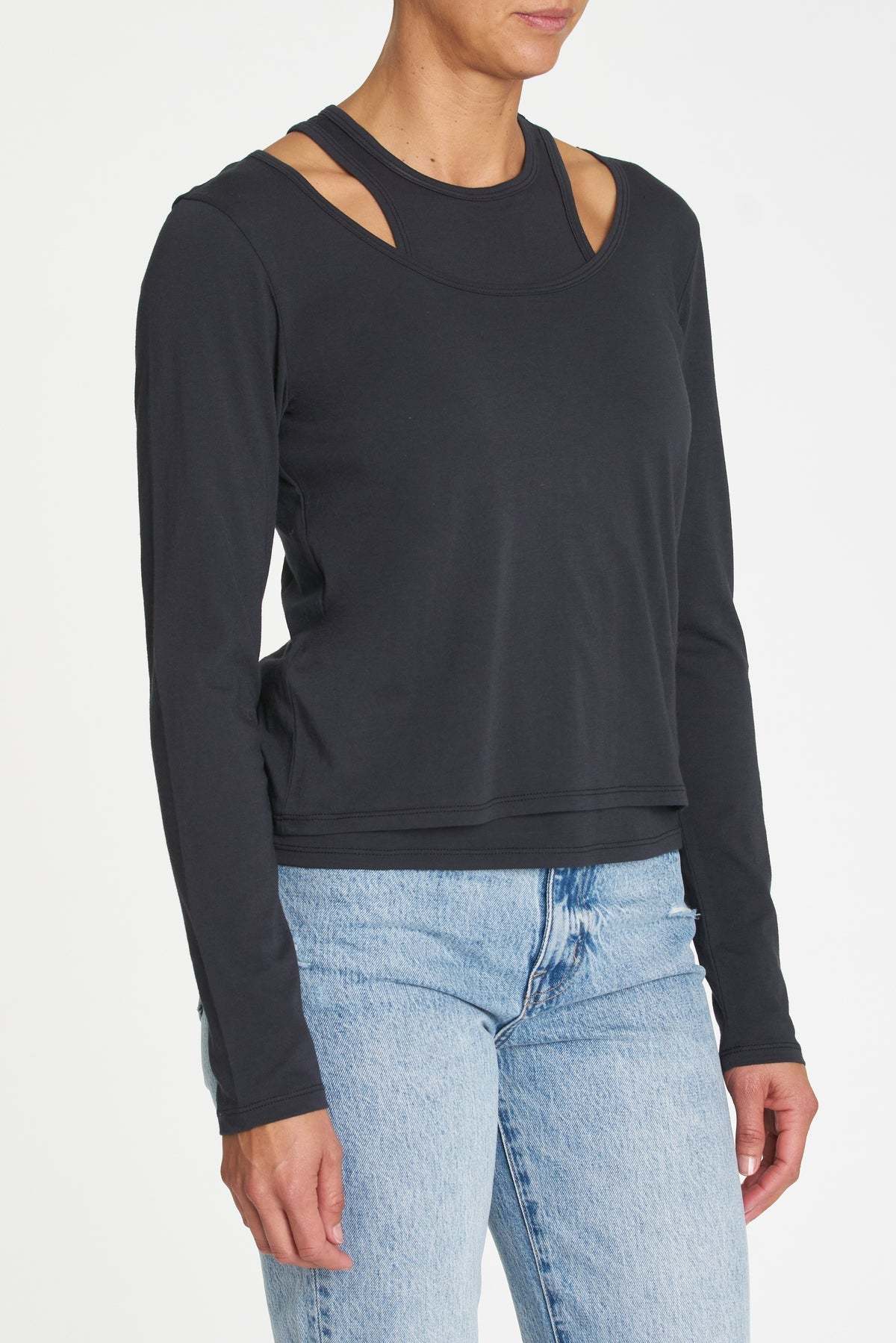 Pistola Leah Double Layered Long Sleeve And Tank Washed Black