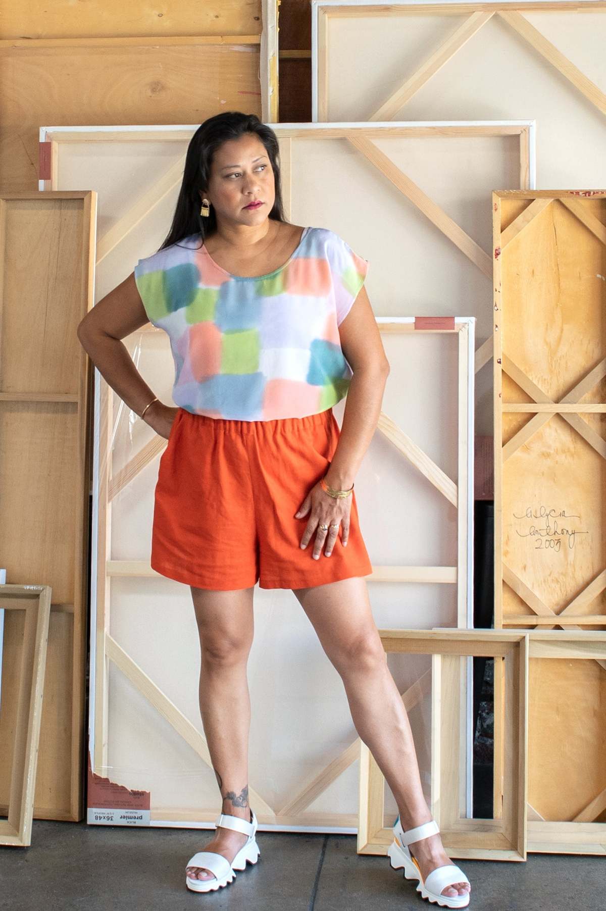 3rd Season Designs Hand Painted Max Silk Shift Top - Color Blocks ...