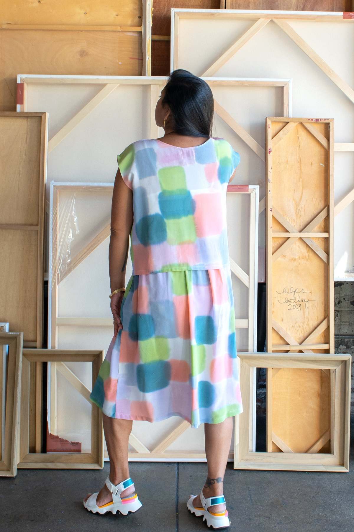 3rd Season Designs Hand Painted Max Silk Shift Top - Color Blocks ...