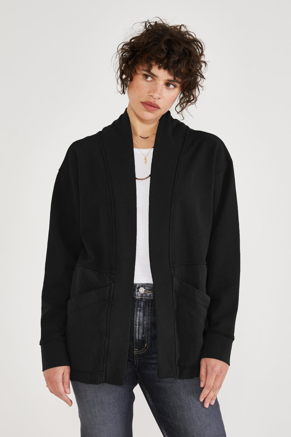 ética Mattia Mixed Media Jacket - Black Beauty | Garmentory