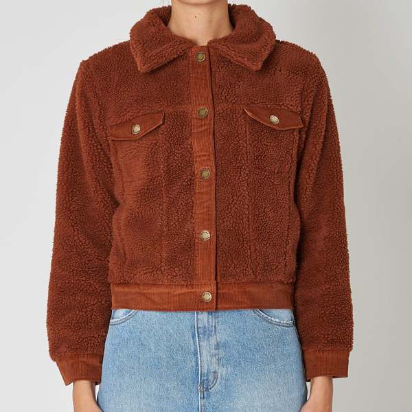 Rollas Sherpa Trucker Jacket - Chestnut | Garmentory