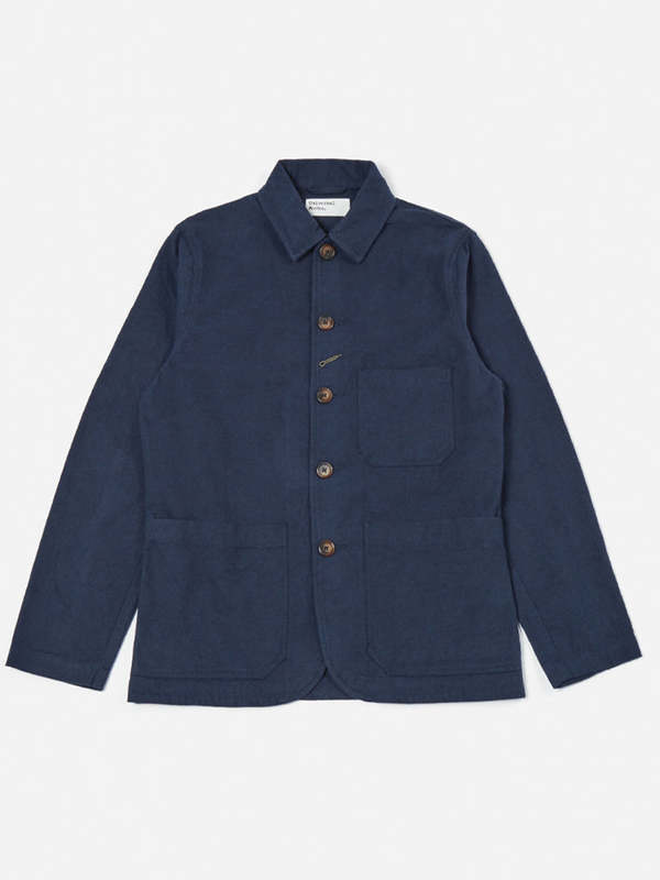 Universal Works Bakers Chore Jacket - Navy Nebraska Cotton | Garmentory
