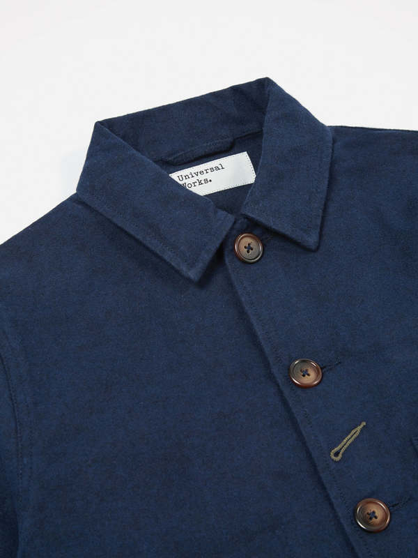 Universal Works Bakers Chore Jacket - Navy Nebraska Cotton | Garmentory