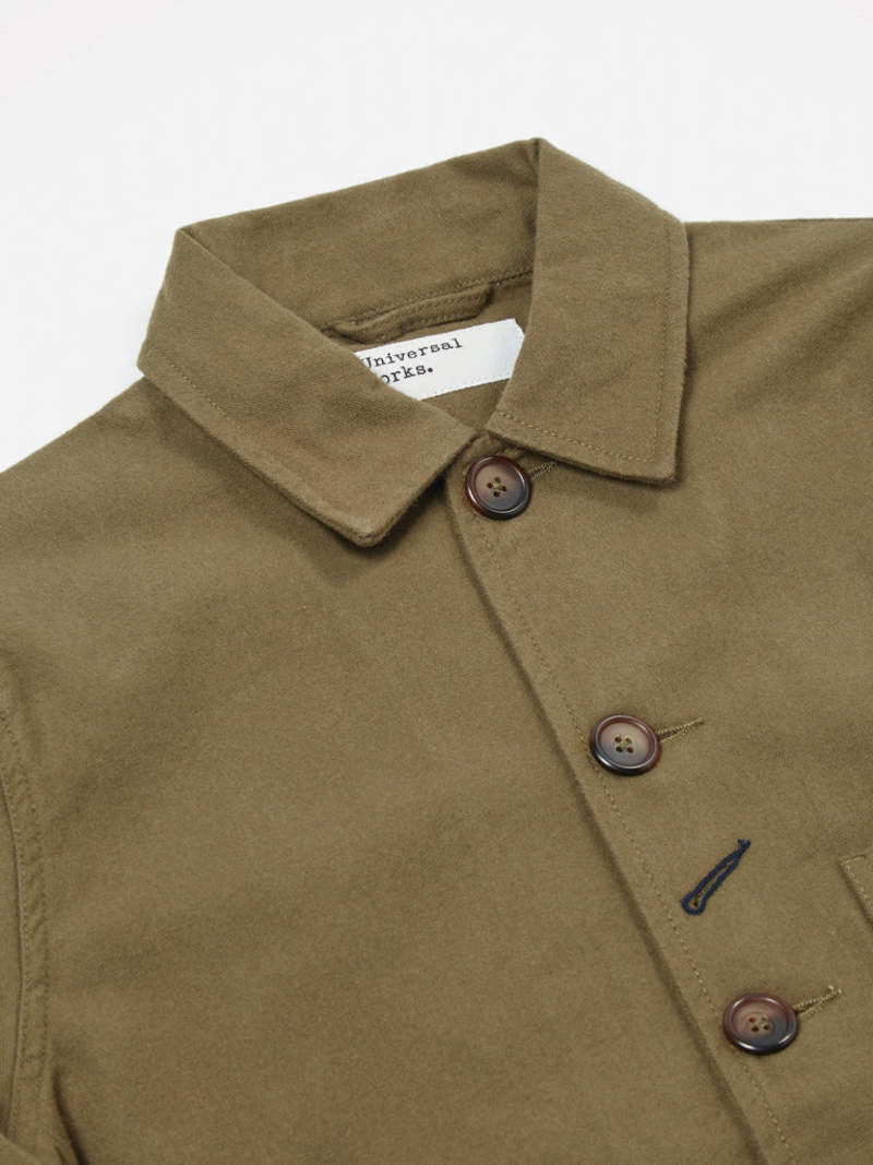 Universal Works Nebraska Cotton Bakers Chore Jacket - Olive | Garmentory