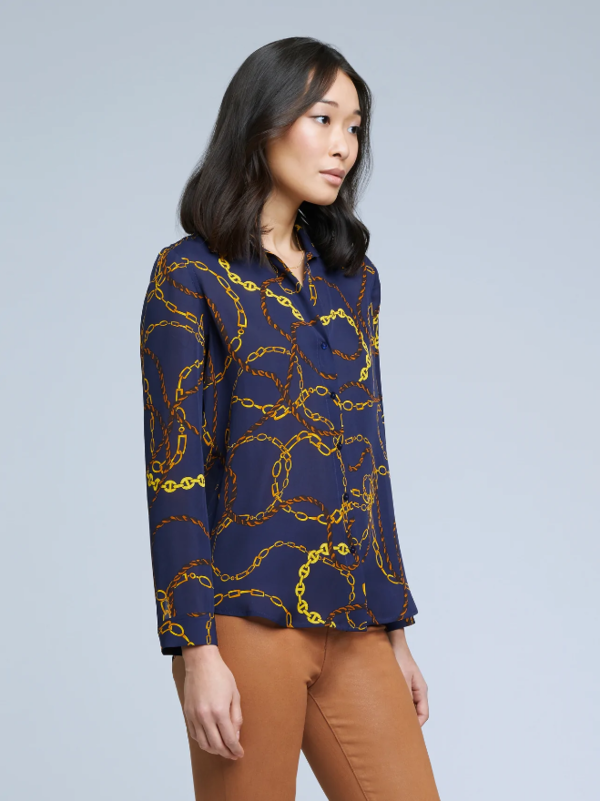 L'agence Nina Blouse - Midnight/Gold Lasso Chain | Garmentory