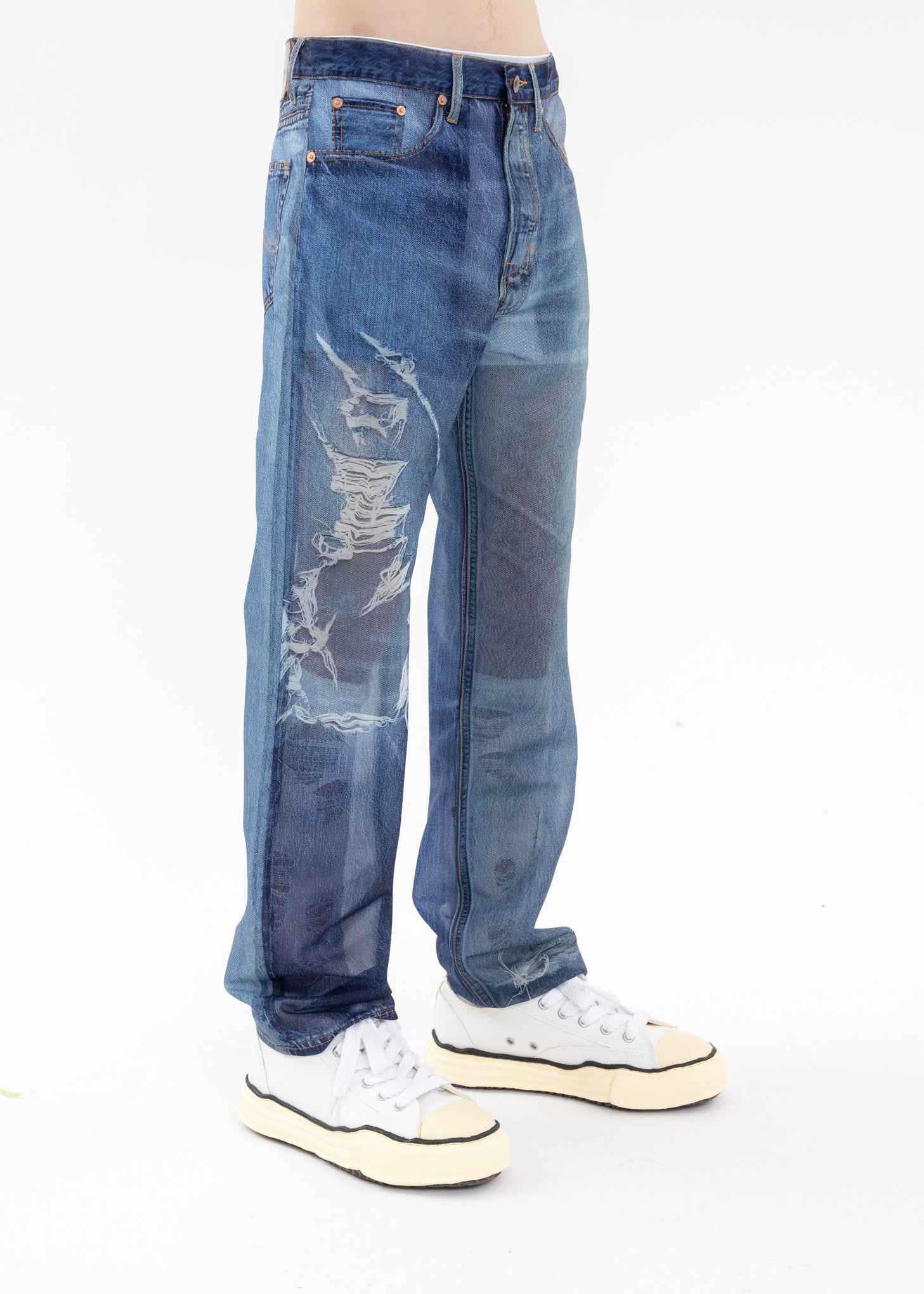 Doublet See-through Photo Print Denim Pants - Indigo | Garmentory