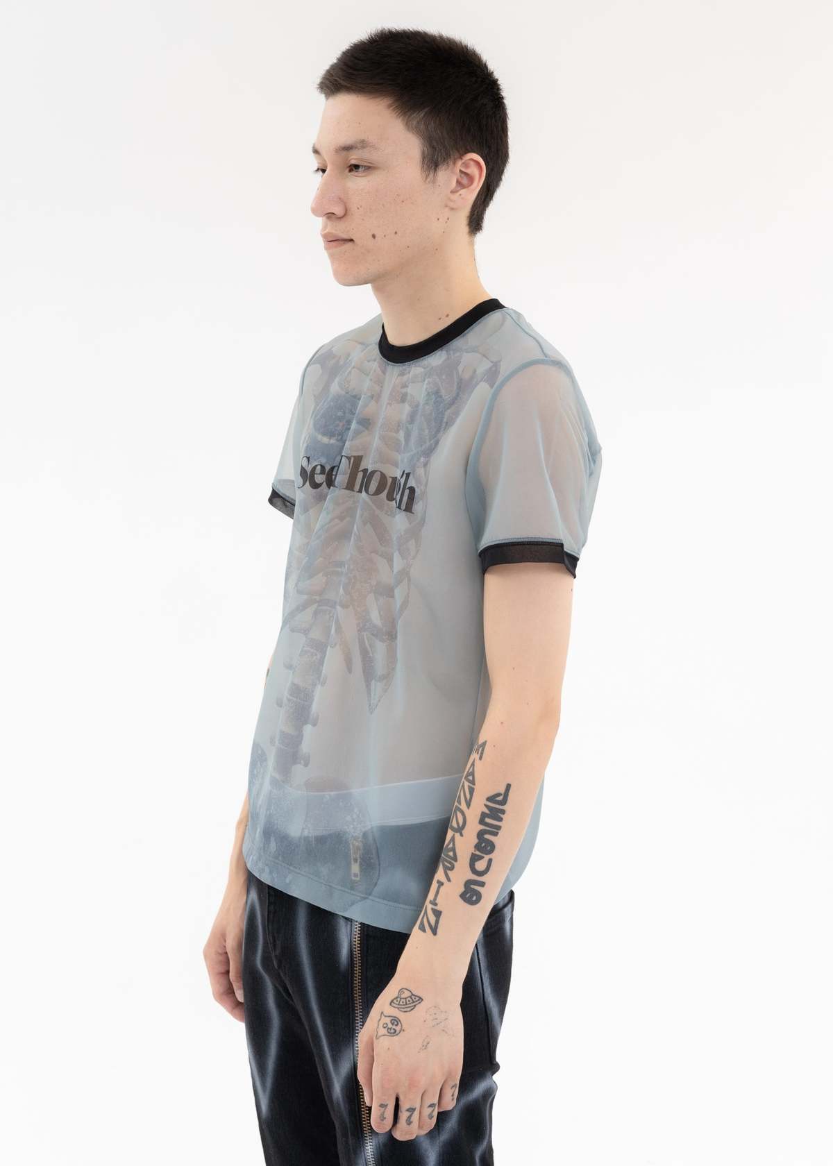 Doublet See-through Print T-shirt - Light Blue | Garmentory