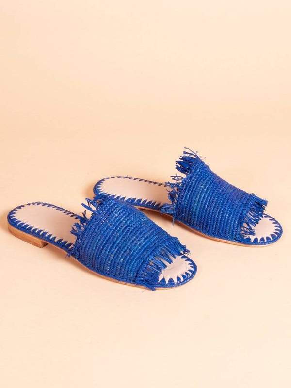 Ocelot Market Raffia Sandal - Blue | Garmentory