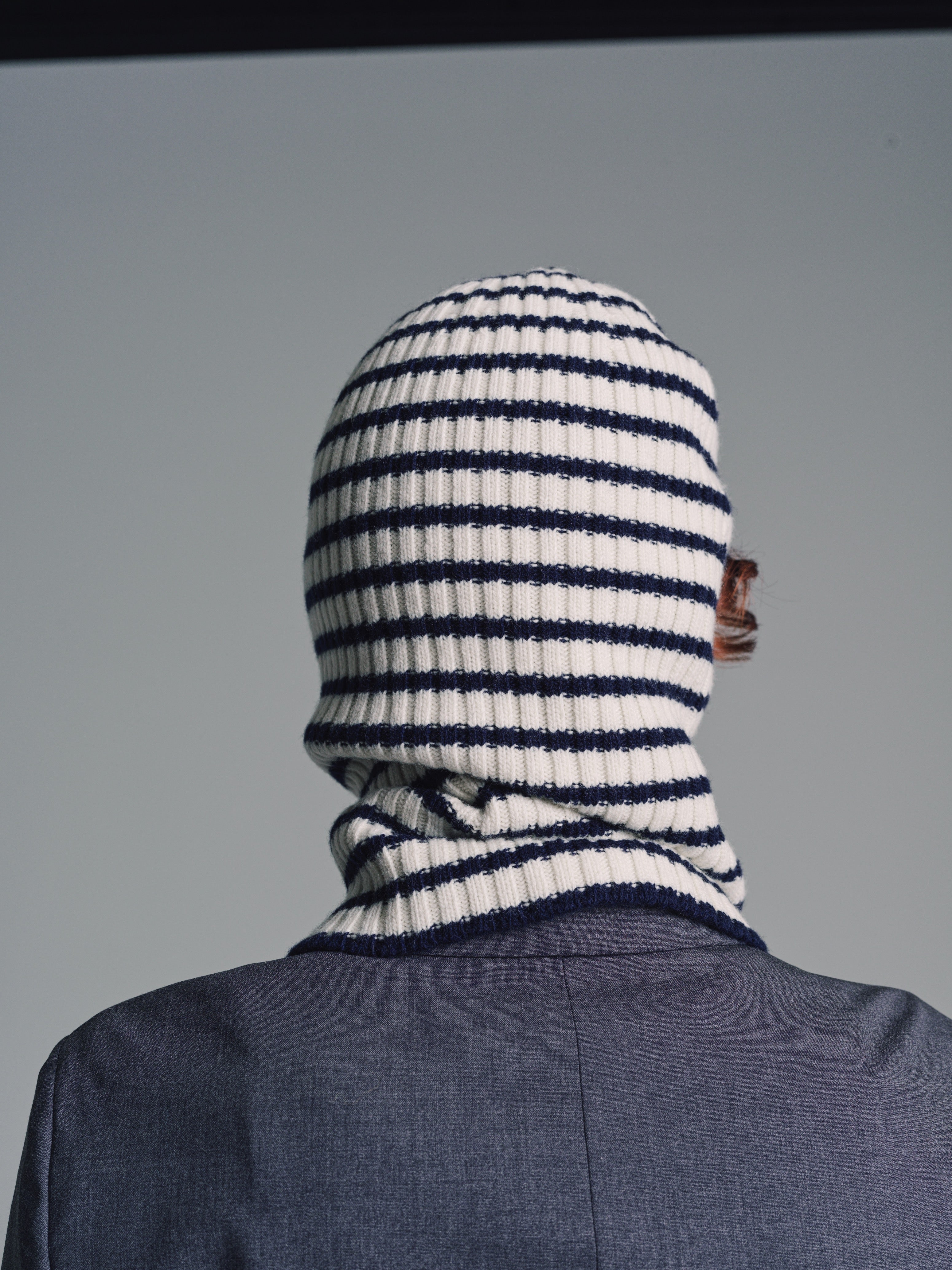 LOEWE Wool Stripe Heart Balaclava - Navy/White | Garmentory