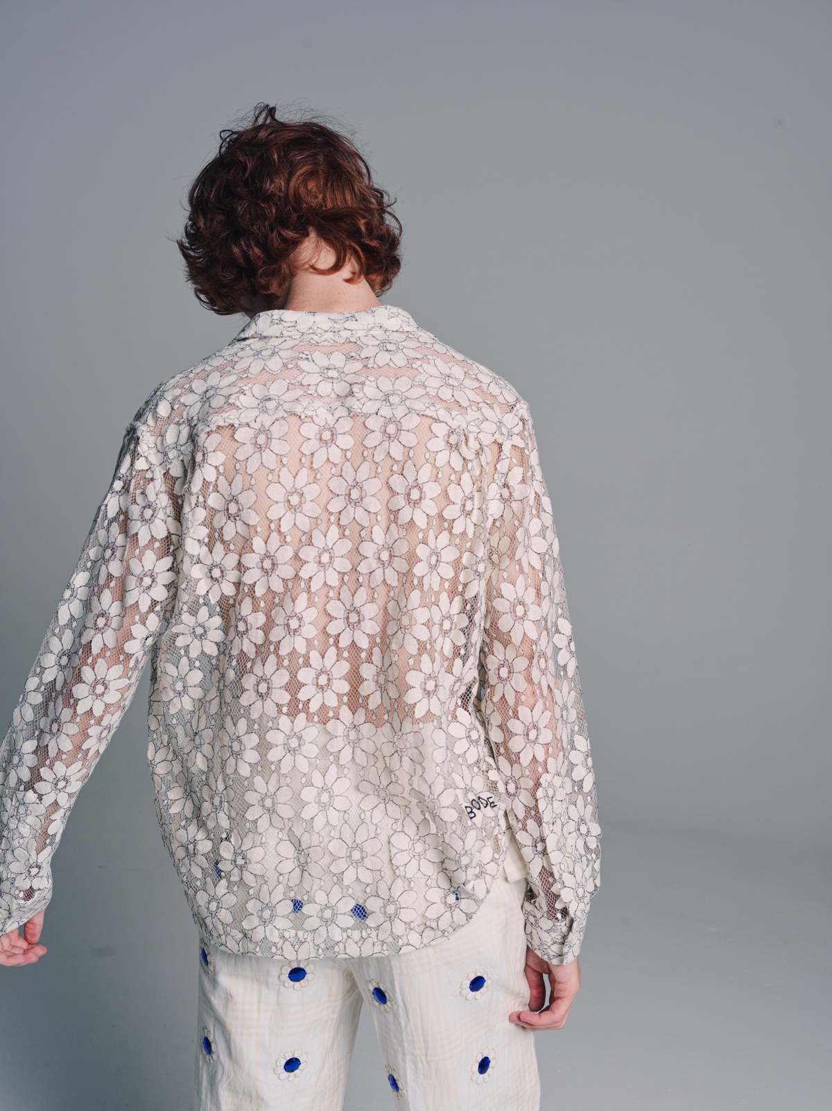 BODE Daisy Lace Long Sleeve Shirt - White | Garmentory