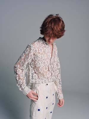 BODE Daisy Lace Long Sleeve Shirt - White | Garmentory