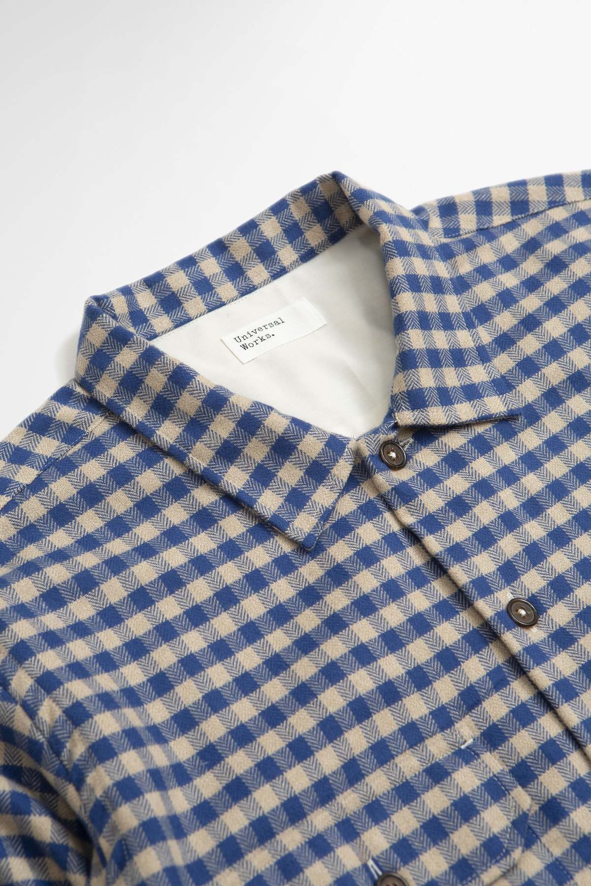 Universal Works Max Cotton LS Utility Shirt - Blue/Sand | Garmentory