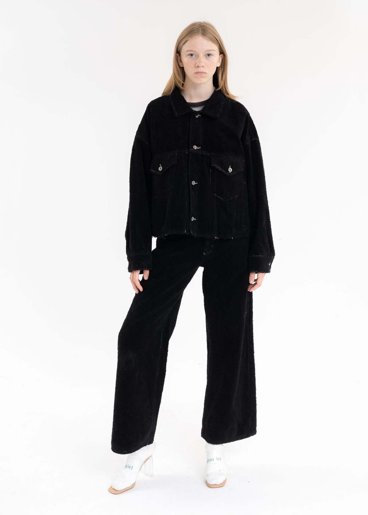 Doublet FUZZY LOW-RISE BUGGY PANTS - Black | Garmentory