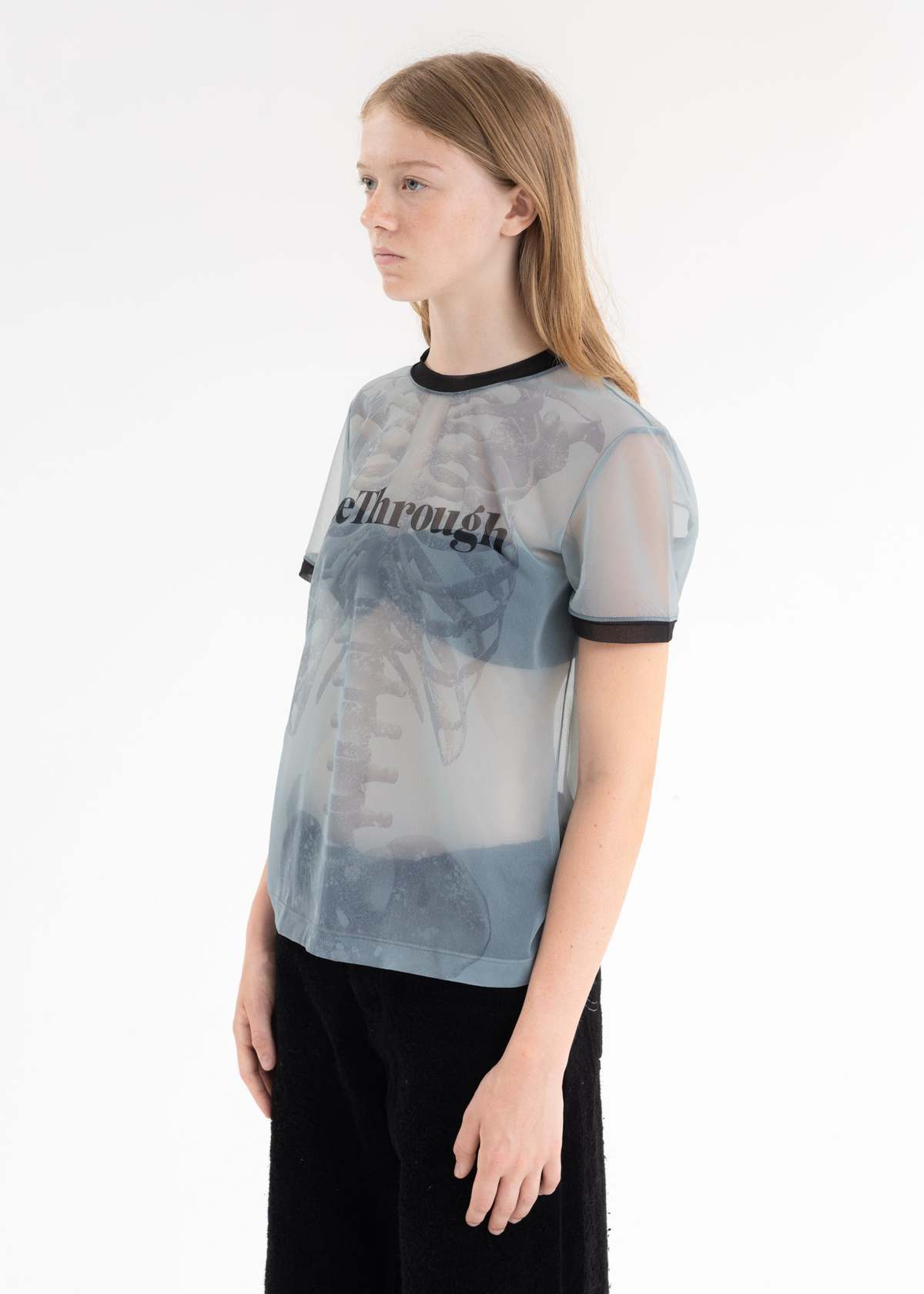 Doublet SEE-THROUGH PRINT T-SHIRT - Light Blue | Garmentory