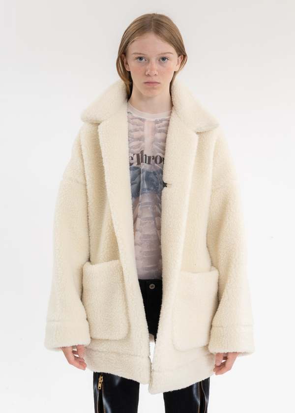 Doublet PHOTO STITCH EMBROIDERY FUR JACKET - White | Garmentory