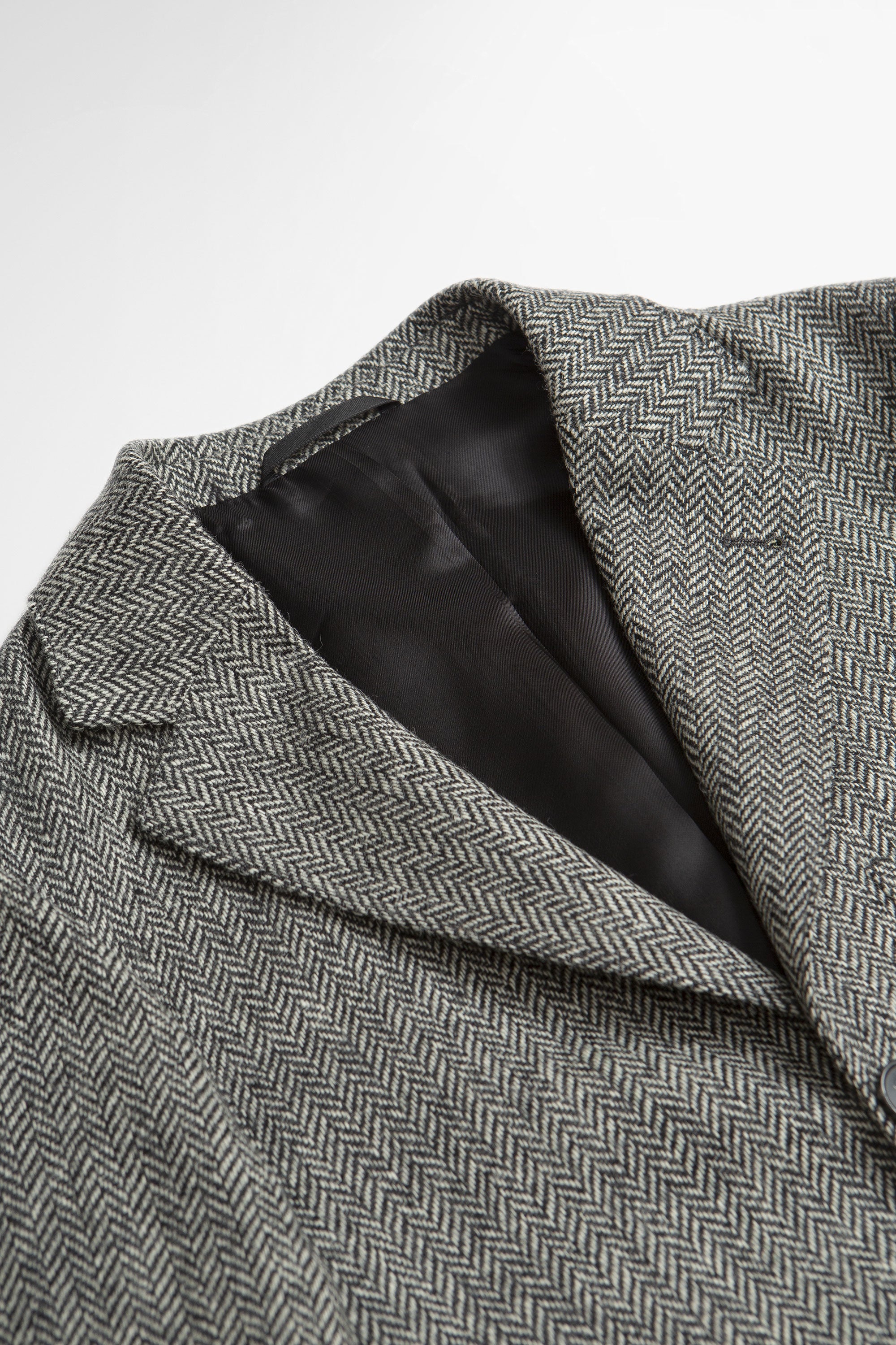 Officine Generale Archer Italian Herringbone Wool Jacket - White/Dark Grey | Garmentory
