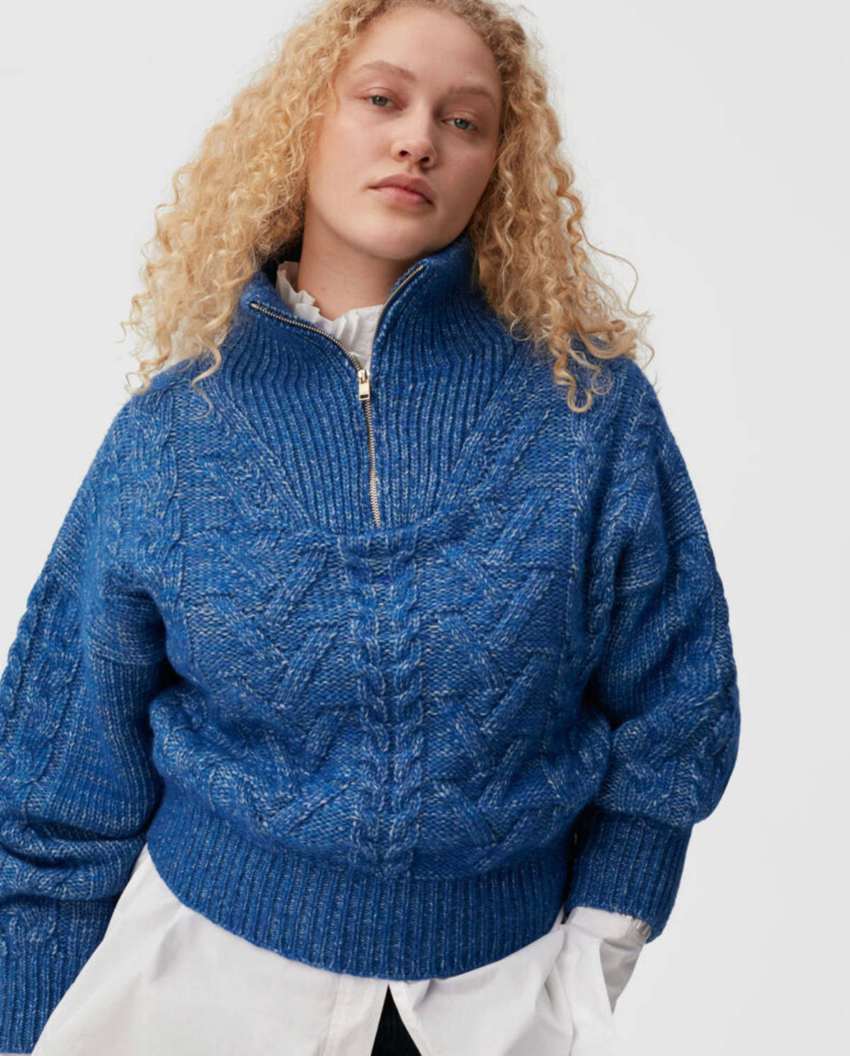 Ganni Chunk Cable Sweater - Nautical Blue | Garmentory