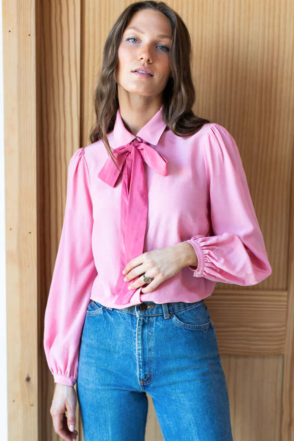 Emerson Fry Frankie Colorblock Blouse - Rapture Rose/Peony | Garmentory