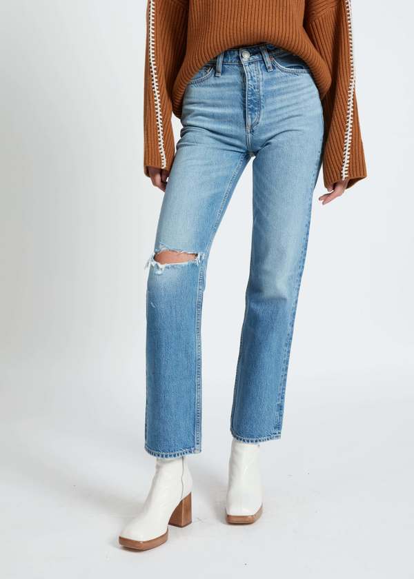 Rag & Bone Alex High Rise Straight - Delavan with Holes | Garmentory