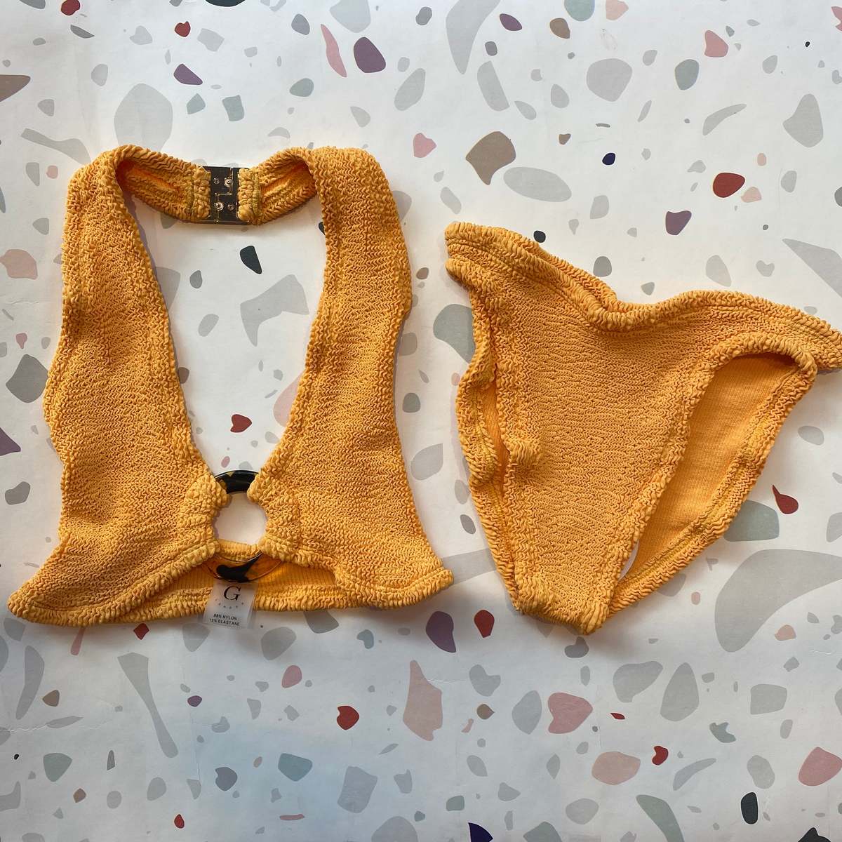 Hunza G Coco Halter Bikini Set - Mango | Garmentory