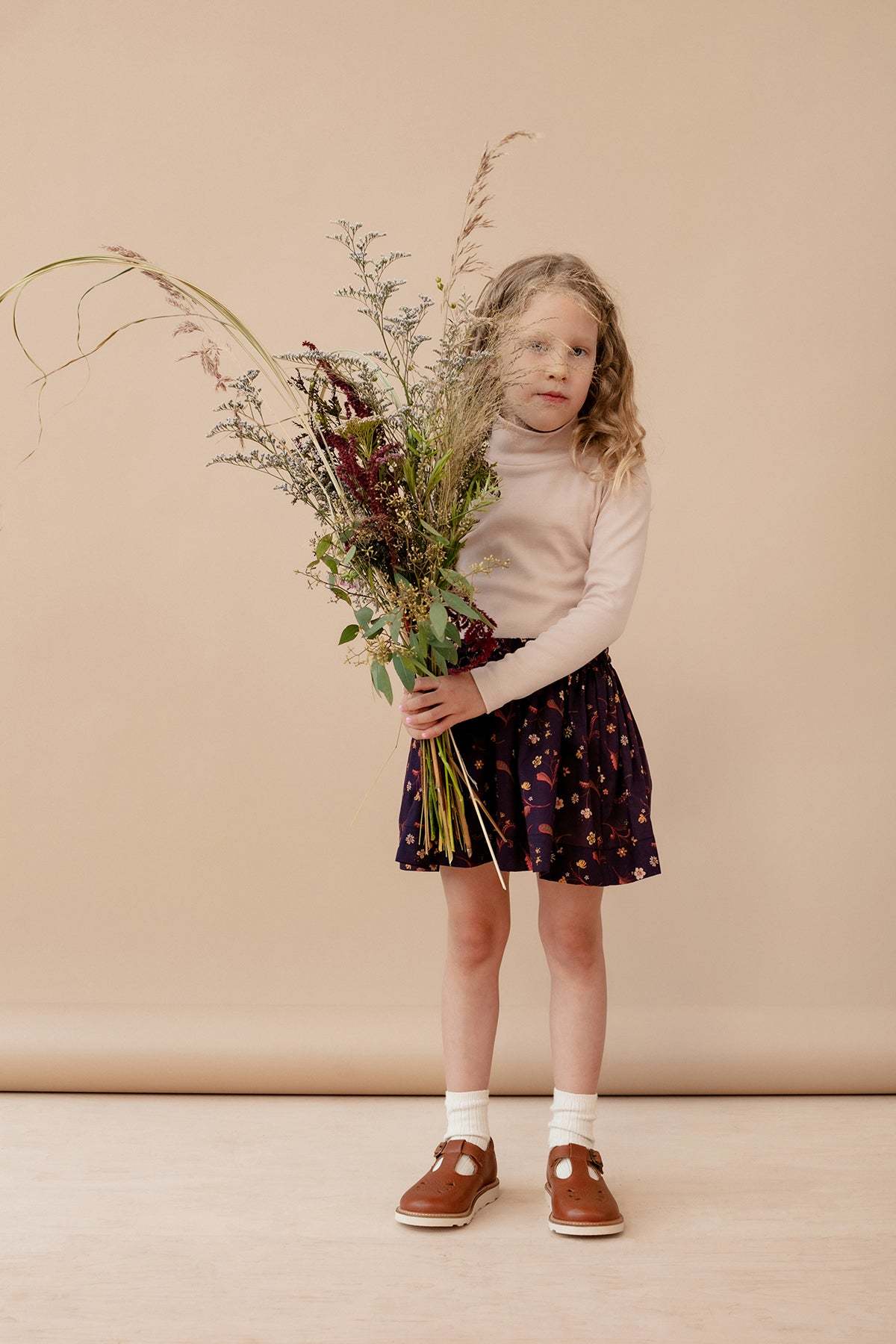 Kids Petits Vilains Josephine Mini Skirt - Swedish Meadow Plum | Garmentory