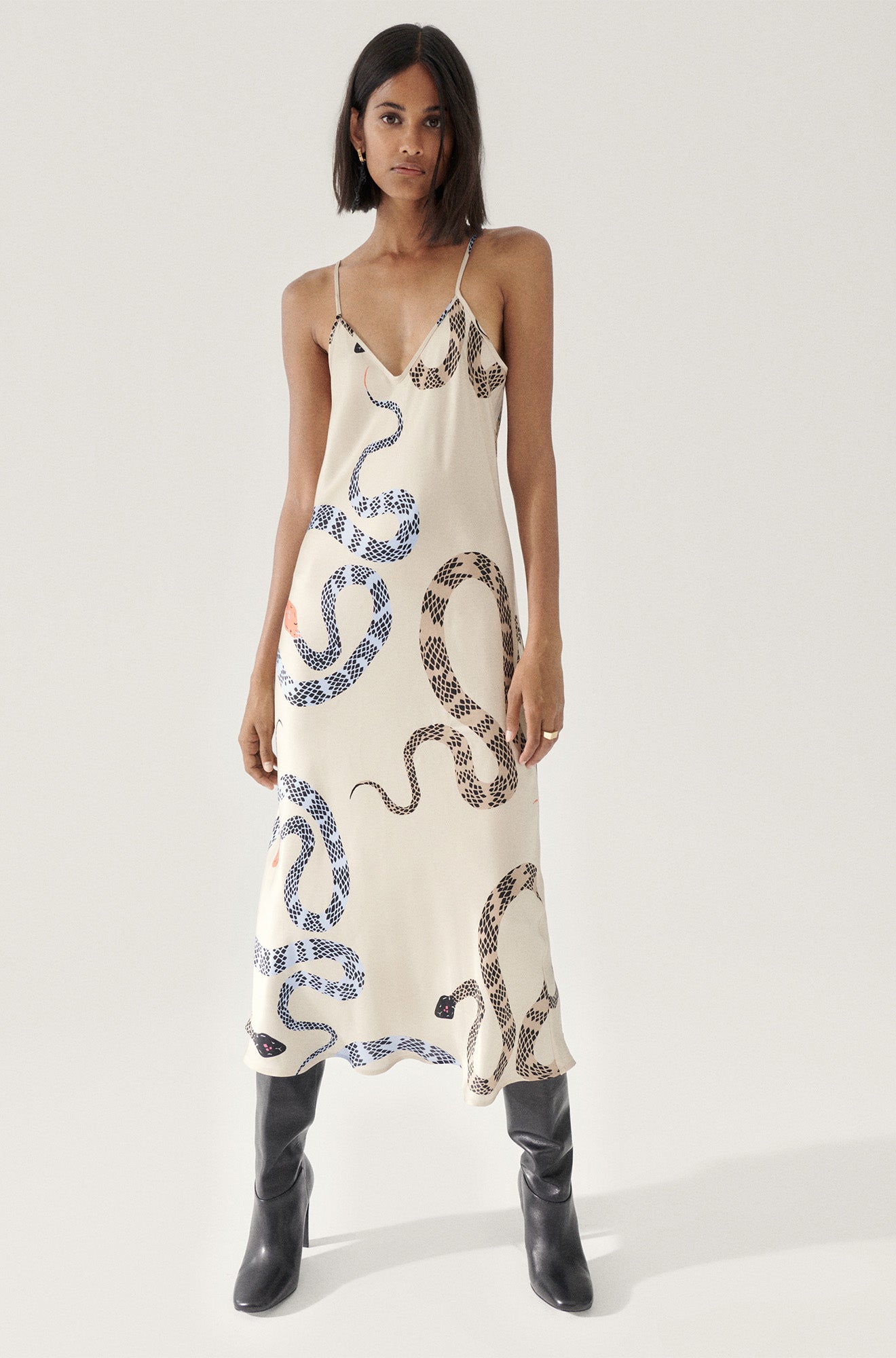 SILK LAUNDRY US 90S SLIP DRESS HAZELNUT SNAKES | Garmentory