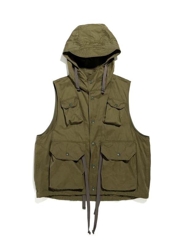 Engineered Garments PC Coated Cloth Field Vest - Olive | Garmentory