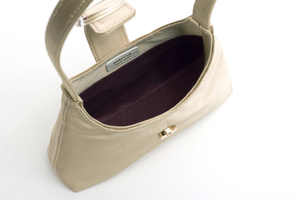 IMAGO-A Nº44 Lucite Buckle Mini - Champagne Satin Sample | Garmentory