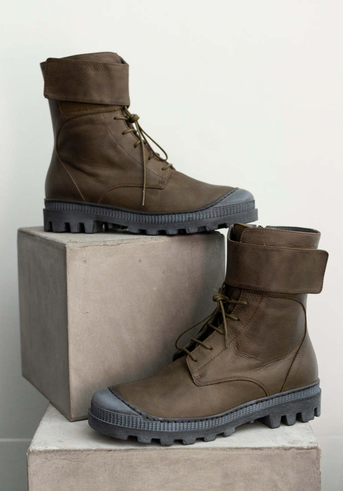 Lofina Leather Lace Up Ankle Wrap Boot - Brown | Garmentory