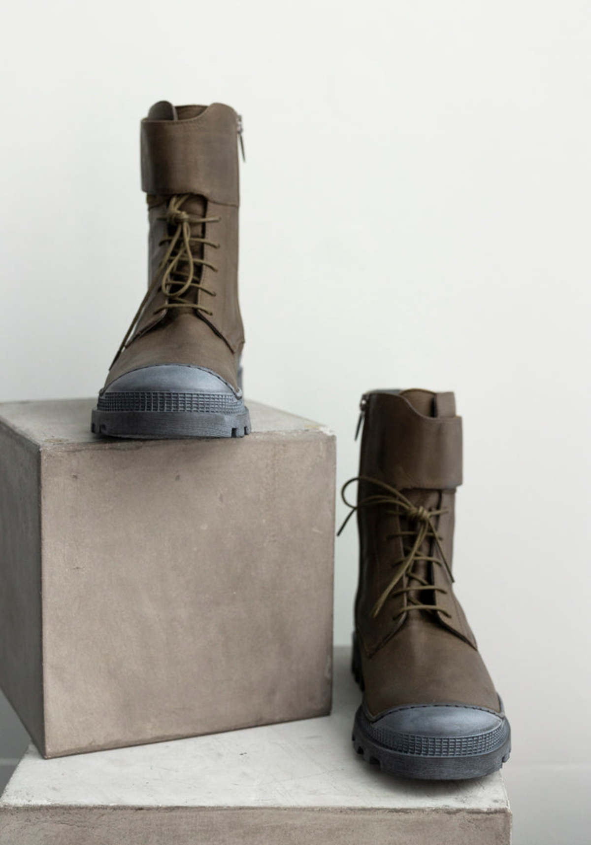 Lofina Leather Lace Up Ankle Wrap Boot - Brown | Garmentory